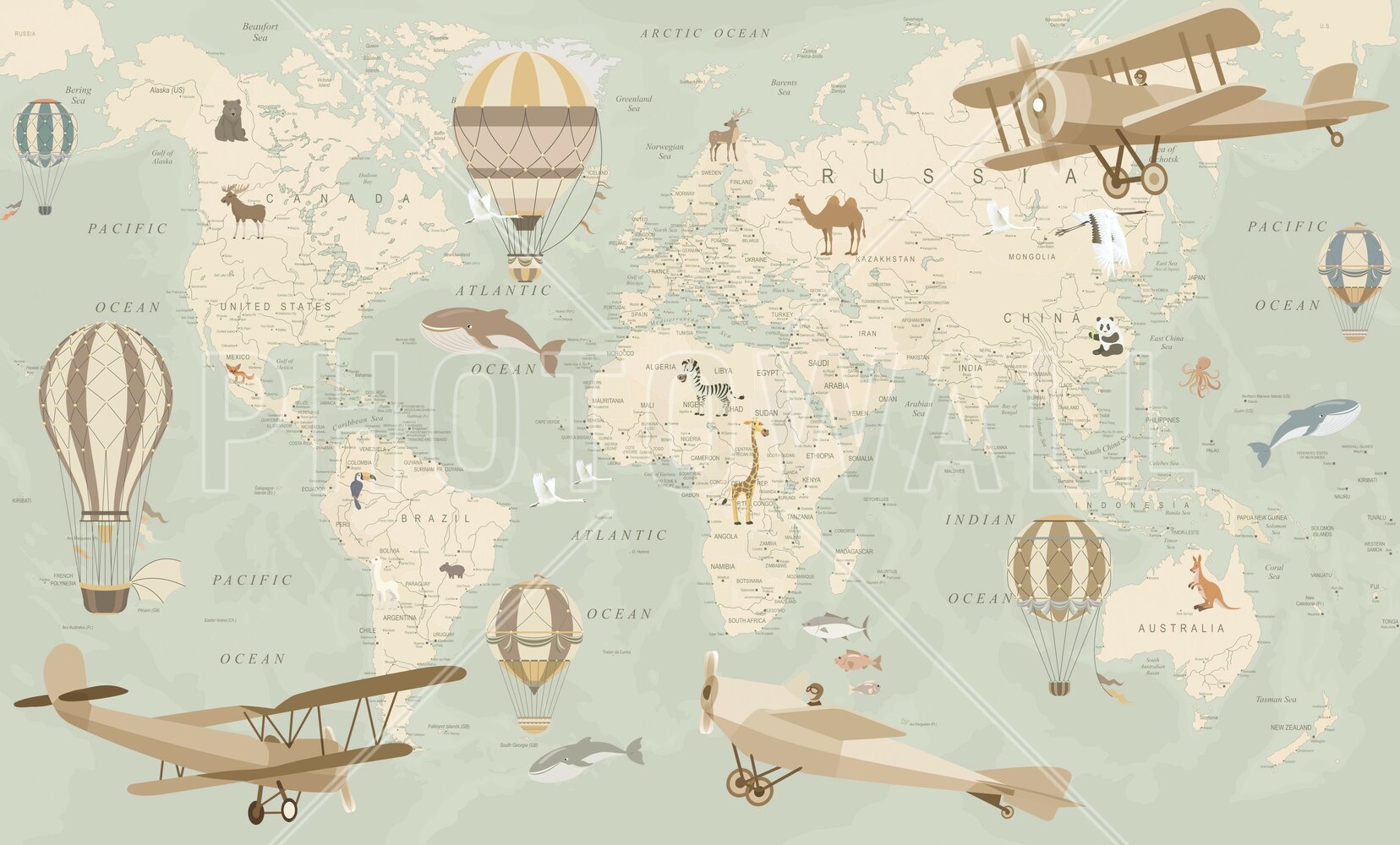 PHOTOWALL / Explorer Map - Green (e95230) | 輸入壁紙専門店 WALPA – WALPA.jp
