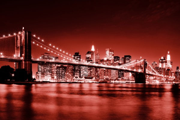 PHOTOWALL / Brooklyn Bridge - Red (e22383) | 輸入壁紙専門店 WALPA – WALPA.jp