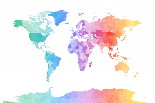 PHOTOWALL / Watercolour World Map Soft Colors (e24219) | 輸入壁紙専門店 WALPA ...